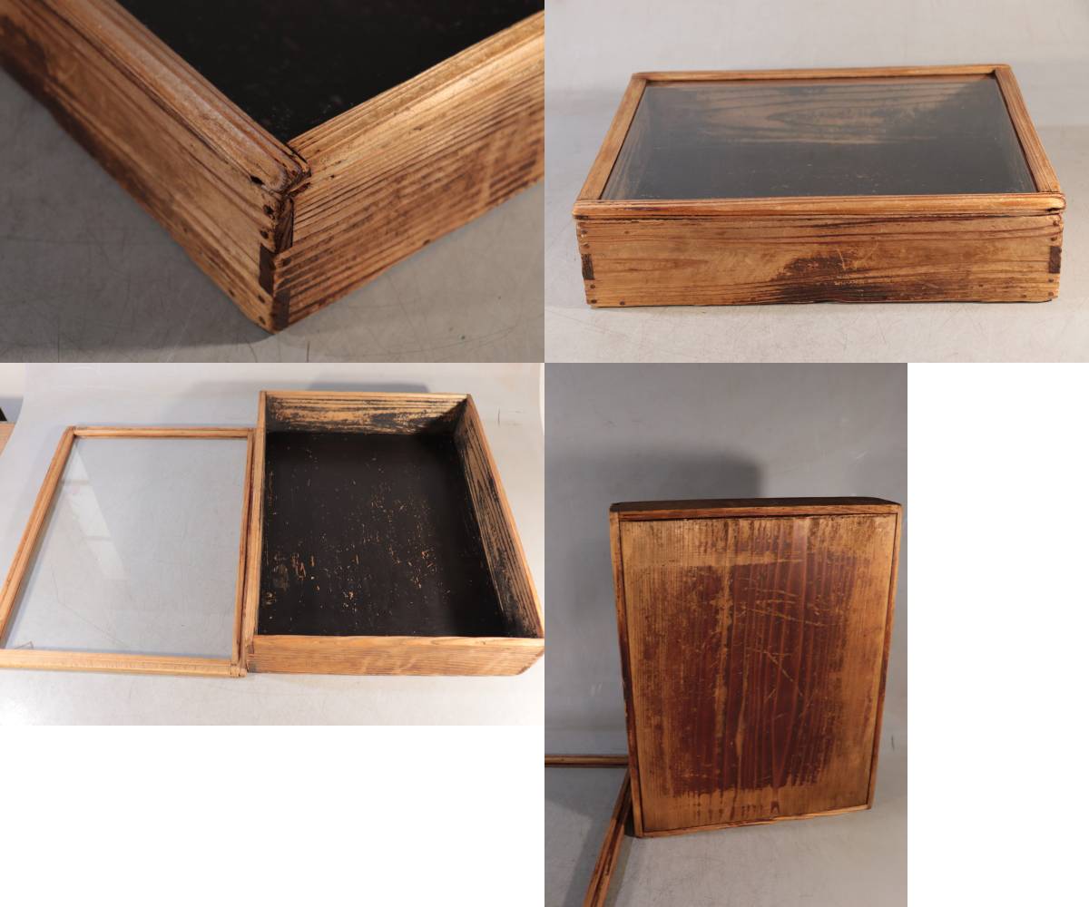 日本代購代標第一品牌【樂淘letao】－E146 木枠ガラスケース/ガラス収納箱/菓子入れ/陳列箱/時代箱/古道具/アンティーク/52726