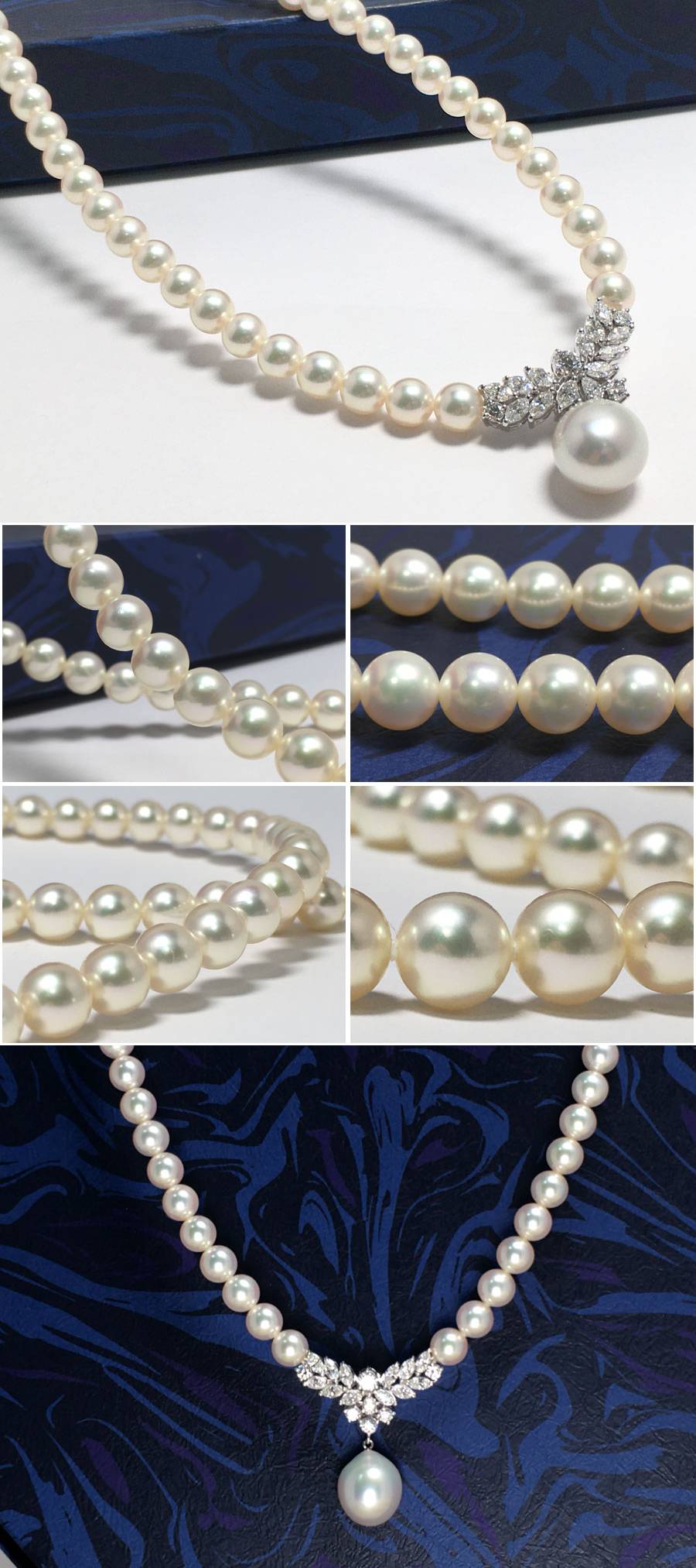 【目立った傷や汚れなし】定価360万円！【MIKIMOTO】ミキモト あこや真珠 ネックレス 7～7.5mm未満 ダイヤ2.26CT 留め具K18 トップ約12.7mm 長さ約41cm 証明書 ...