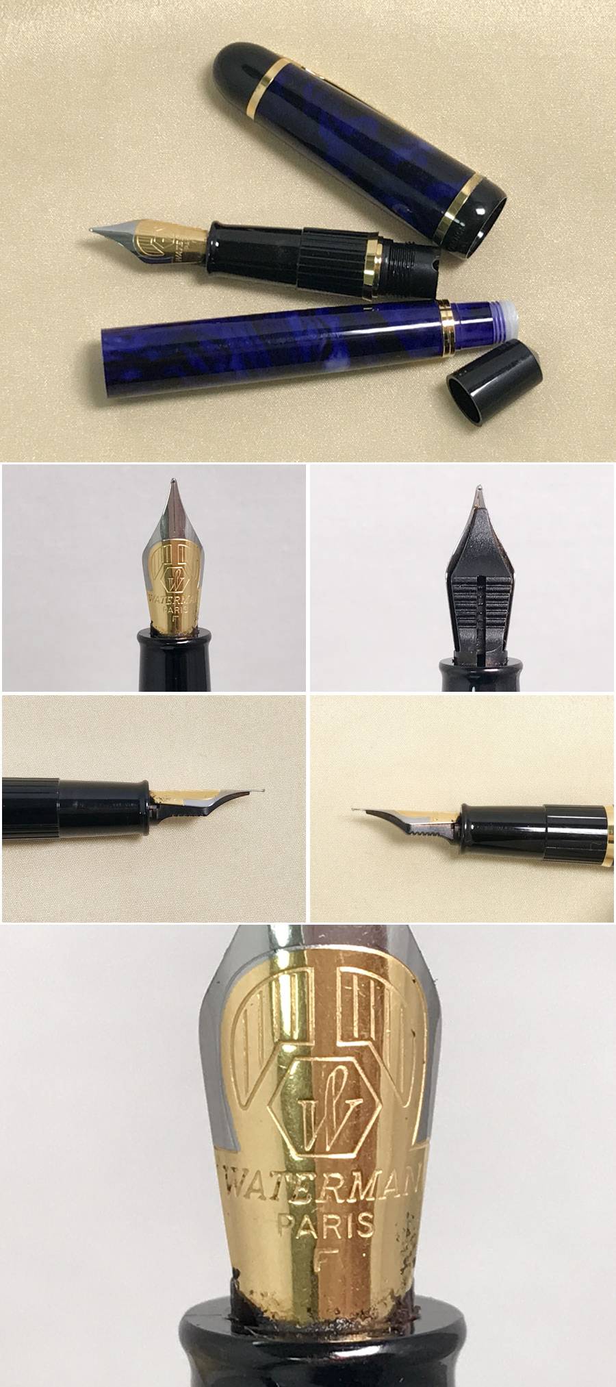 日本代購代標第一品牌【樂淘letao】－ WATERMAN ウォーターマン 万年筆 ペン先F ブルーマーブル×ゴールド 文房具 筆記用具