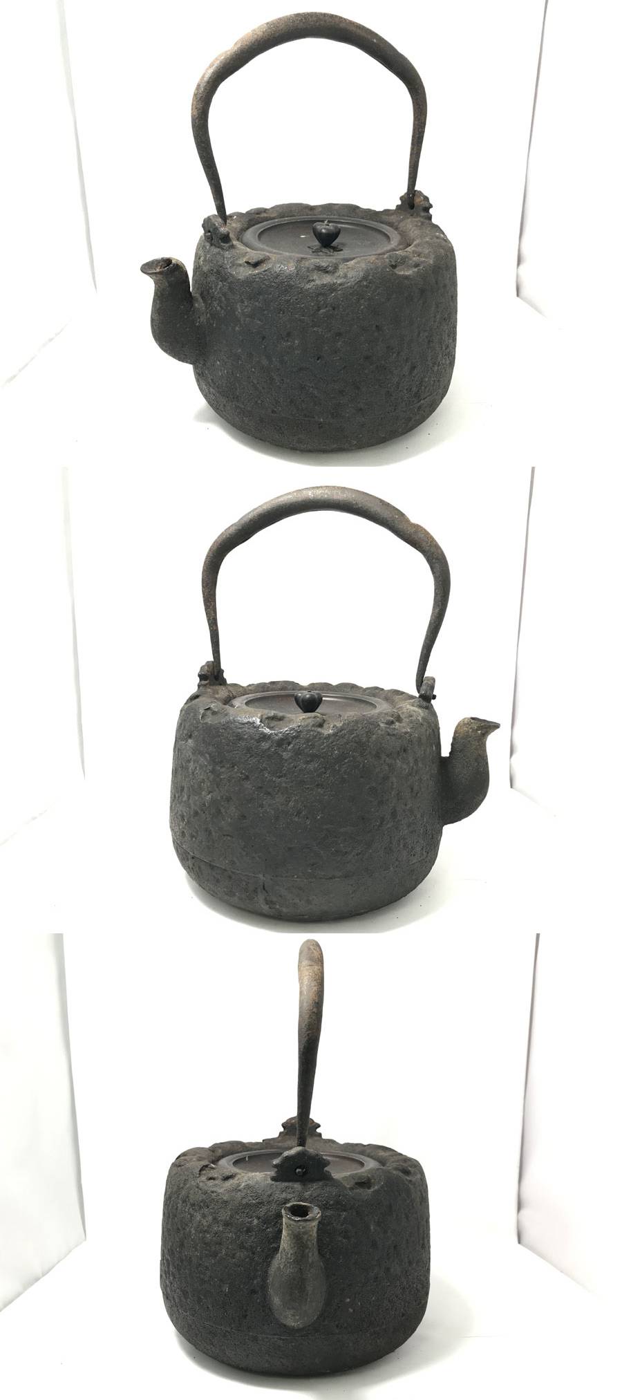 【樂淘letao】日本代購代標第一品牌－ 龍文堂造 鉄瓶 約5.3kg 古玩 銅蓋 裏蓋刻印有 湯釜 鉄器 茶道具 煎茶道具 時代物 骨董 水漏れなし