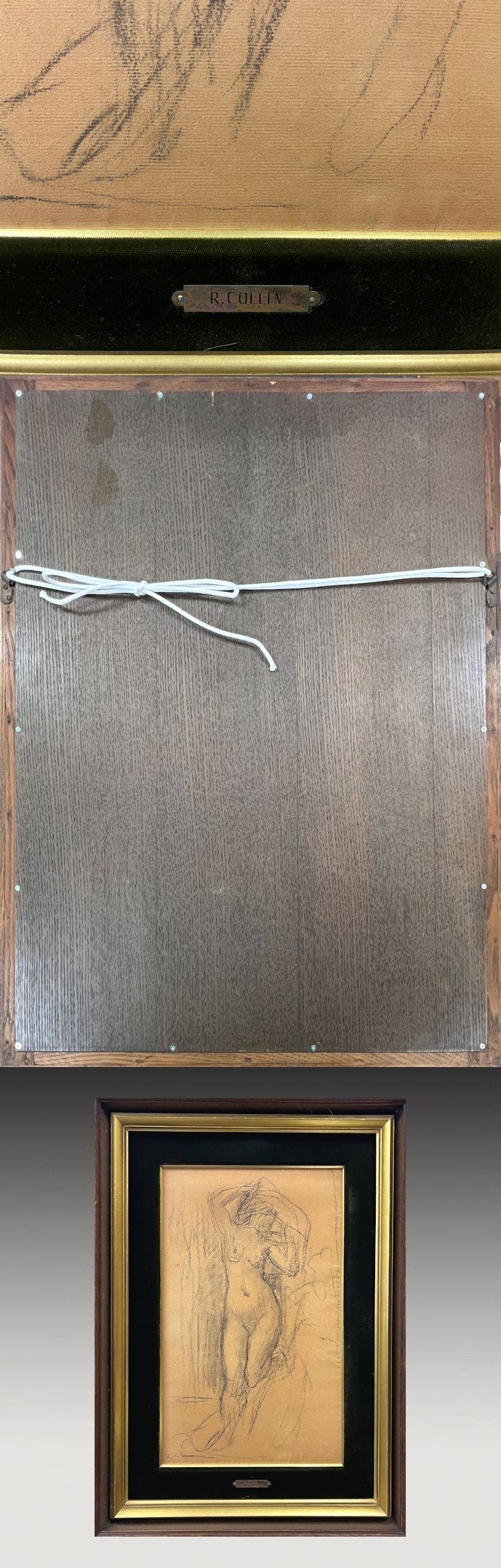 日本代購代標第一品牌【樂淘letao】－【FCP】 真作保証 ラファエル・コラン（Raphael Collin） 紙本コンテ48x31cm 「裸婦」 エコール・デ・ボザール教授 黒田精機等の師 k